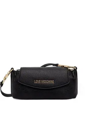 Moschino Logo-plaque Pebbled Crossbody Bag - Black