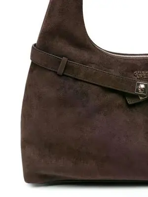 Guess Suede-finish Buckle-detail Shoulder Bag