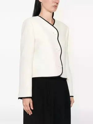 Valentino Garavani Scalloped-edge Contrast-trim Cropped Jacket