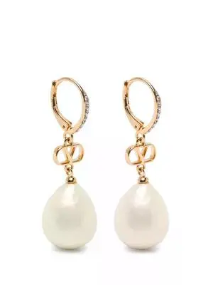 Valentino Garavani Vlogo Signature Pearl-drop Hoop Earrings - Gold