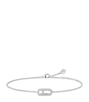 Messika Move Uno Mini White Gold And Diamond Chain Bracelet - Silver