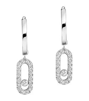 Messika Move Uno White Gold And Diamond Drop Earrings - Silver