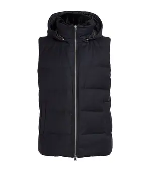 YVES SALOMON Virgin Wool-silk Down Hooded Gilet