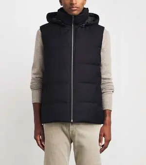 YVES SALOMON Virgin Wool-silk Down Hooded Gilet