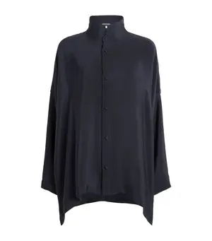 Eskandar Silk Stand-collar Shirt