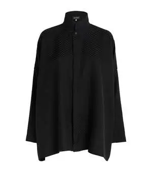 Eskandar Silk Double-stand Collar Shirt