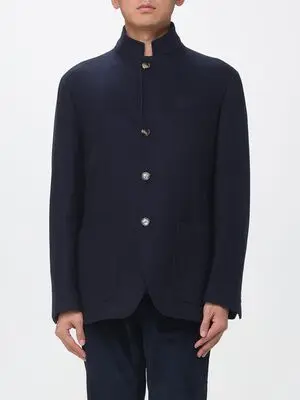Brunello Cucinelli Water-repellent Cashmere Short Coat With High Collar - Navy