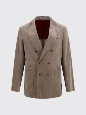 Brunello Cucinelli Double-breasted Corduroy Velvet Blazer With Lapels
