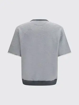 Brunello Cucinelli Short-sleeved Cotton Crewneck Sweatshirt With Embroidered Logo