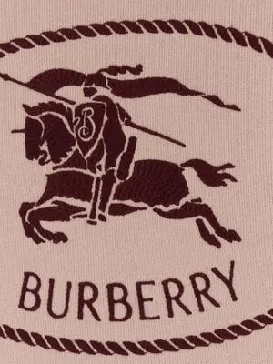 Burberry Embroidered Ekd Cotton Zip-up Hoodie - Beige