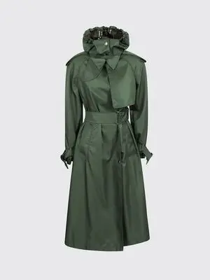 Burberry Knee-length Double-breasted Nylon Trench Coat With Hood And Adjustable Belt