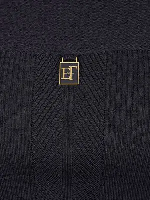Elisabetta Franchi Off-the-shoulder Ribbed Knit Top With Metal Logo