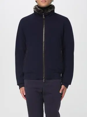 MOORER Bellati Wool And Cashmere Bomber Jacket With Fur Collar - Blue