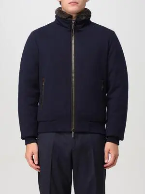 MOORER Bellati Wool And Cashmere Bomber Jacket With Fur Collar - Blue