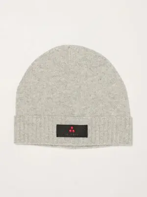 Peuterey Wool And Cashmere Blend Beanie With Cuff And Logo Patch - Grey