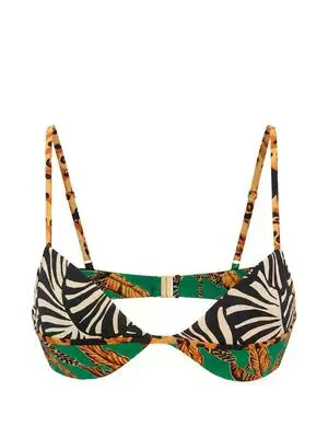 Farm Rio Animal-print Padded Bikini Top - Green