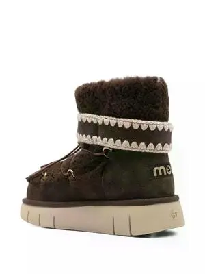 Mou Crochet-trim Lace-up Ankle Boots