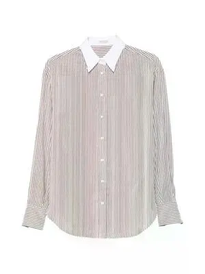 Brunello Cucinelli Monili Striped Silk Shirt