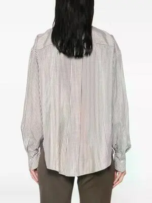 Brunello Cucinelli Monili Striped Silk Shirt