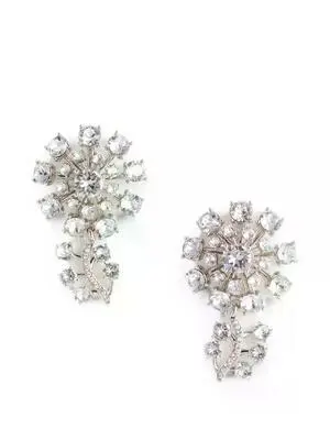 SELF-PORTRAIT Crystal-embellished Floral Earrings - Silver