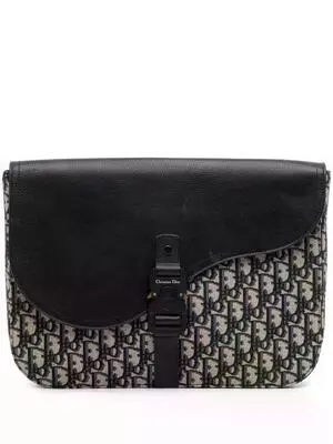 Dior 2022 Oblique Canvas And Leather Saddle Pouch Clutch Bag