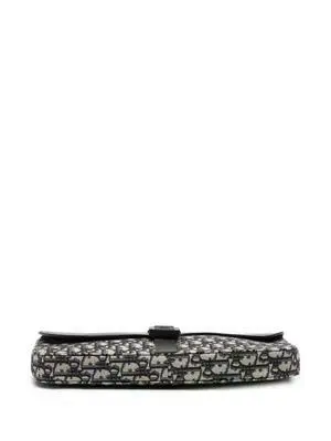 Dior 2022 Oblique Canvas And Leather Saddle Pouch Clutch Bag