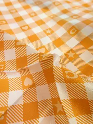 COACH Gingham-print Logo-print Scarf - Orange
