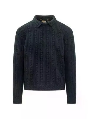 RAKKI Cable-knit Polo-collar Sweater