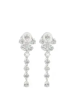 SELF-PORTRAIT Crystal Flower Dangle Earrings - Silver