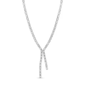 SHYMI Bezel Set Emerald Y Necklace - Silver