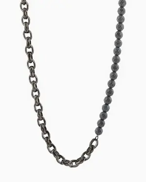 Armani Exchange Gunmetal Hematite Chain Necklace