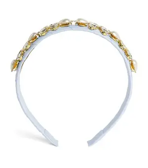 DAVID CHARLES Diamanté And Faux Pearl Embellished Headband - Blue