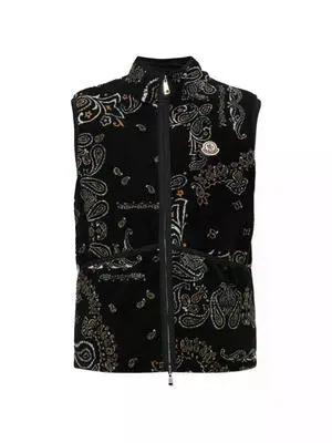 Moncler Reversible Paisley-print Gilet - Black
