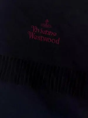 VIVIENNE WESTWOOD Logo-embroidered Fringed Scarf