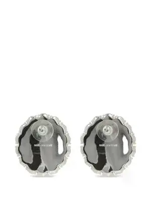 SELF-PORTRAIT Crystal-embellished Oval Earrings - Silver