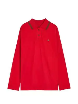 VIVIENNE WESTWOOD Orb-embroidered Long-sleeve Polo Shirt - Red