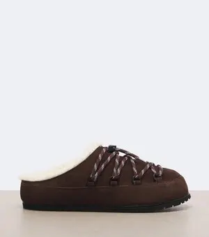 Prada Shearling-lined Suede Mules