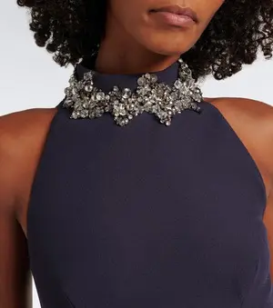 Safiyaa Lark Embellished Halterneck Crepe Gown