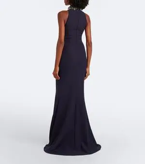 Safiyaa Lark Embellished Halterneck Crepe Gown