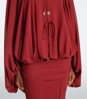 DE LA VALI Eulalia Gathe Chiffon Maxi Dress