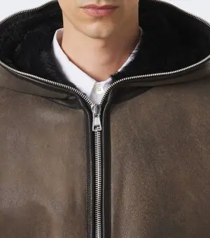 Our Legacy Hooded Shearling-lined Leather Jacket