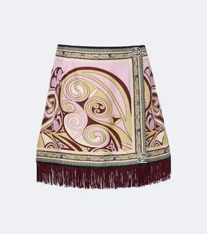 La DoubleJ Kells Fringed Silk Twill Miniskirt - Multicoloured