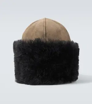 Our Legacy Blizzard Leather And Shearling Hat - Brown