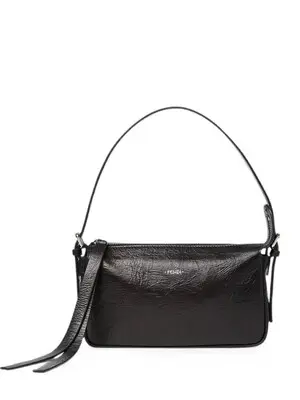 Fendi Zip Top Small Leather Shoulder Bag - Black