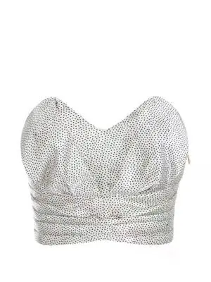 Elisabetta Franchi Gazar Top With Micro-polka Dot Print - Neutrals