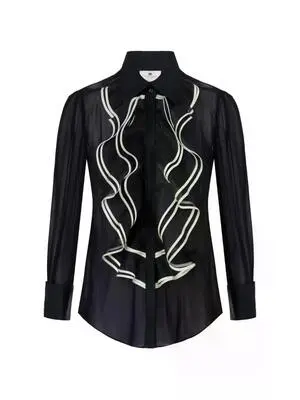 Elisabetta Franchi Shirt In Georgette Fabric With Ruffles - Black