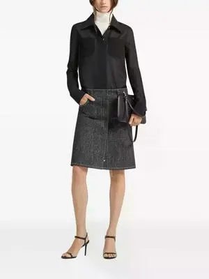 COURREGES Mélange-effect Denim Midi Skirt - Black