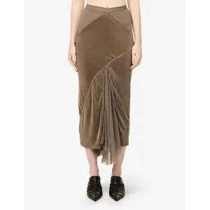Rick Owens Double-slice Insert Velvet Midi Skirt