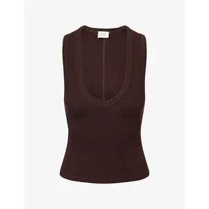 Dissh Yasmin Plunge-neck Cotton-blend Tank Top - Choc