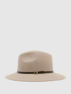 REISS Wool-felt Leather-band Fedora Hat